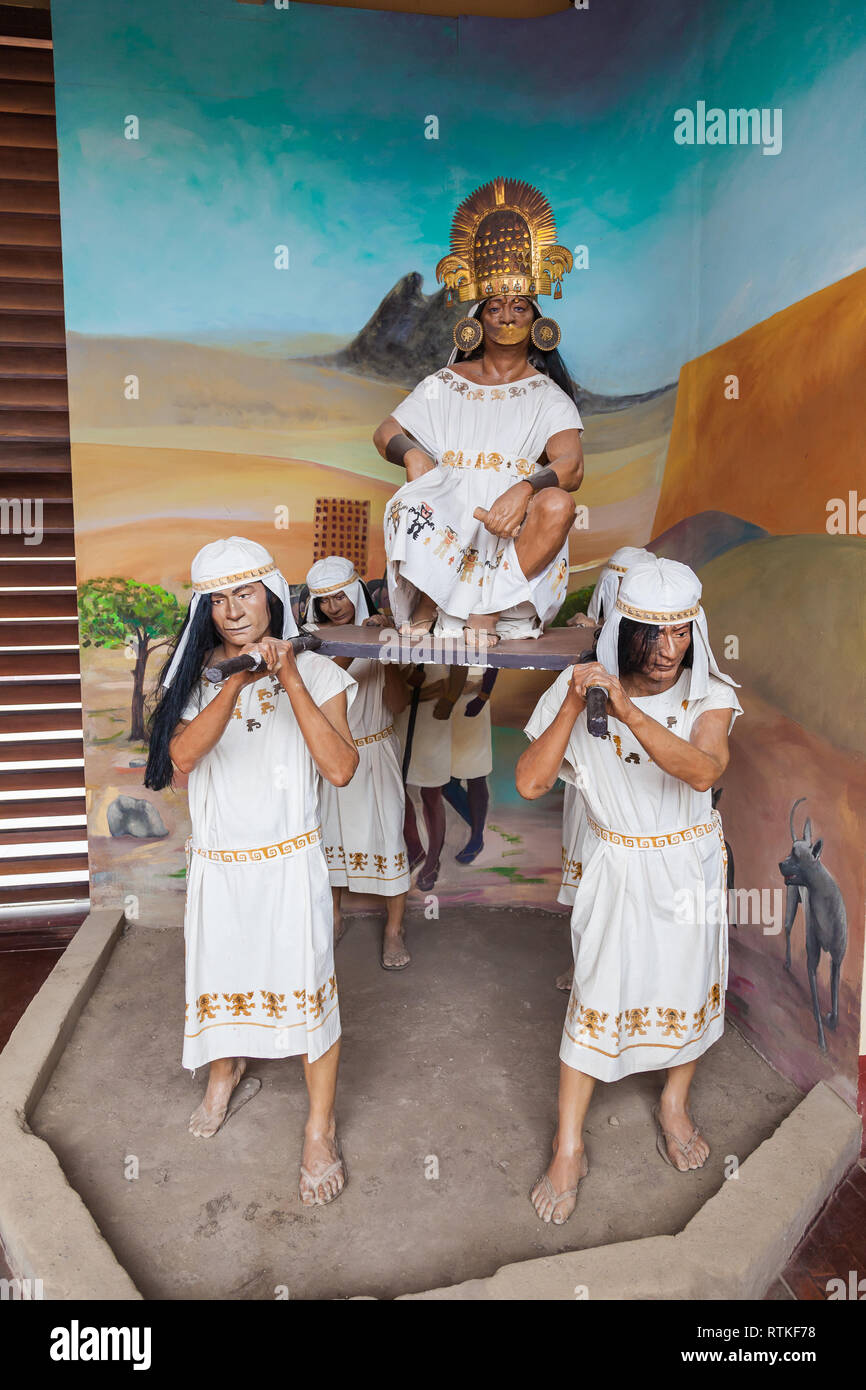 Chan Chan, Trujillo Peru, July 2018: Representation of the great lord ...
