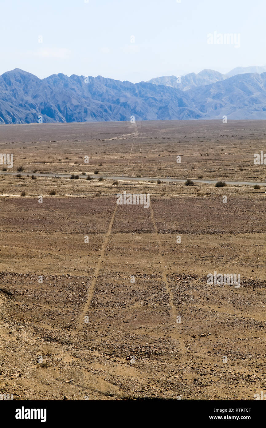 Nazca Lines, you can see at ground level as it extends to the horizon a ...
