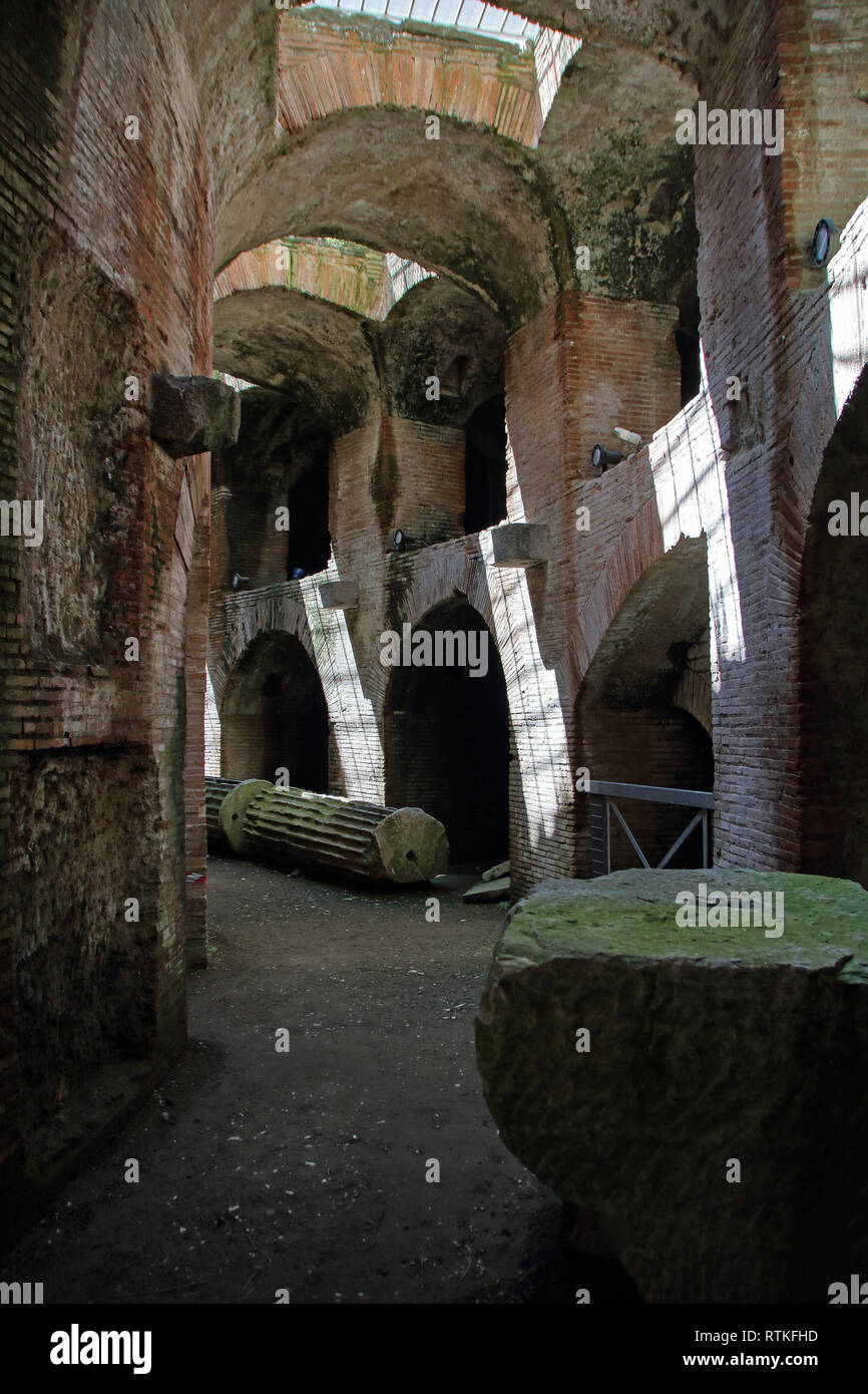 Underground of the Flavian Amphitheater in Pozzuoli, , the third ...