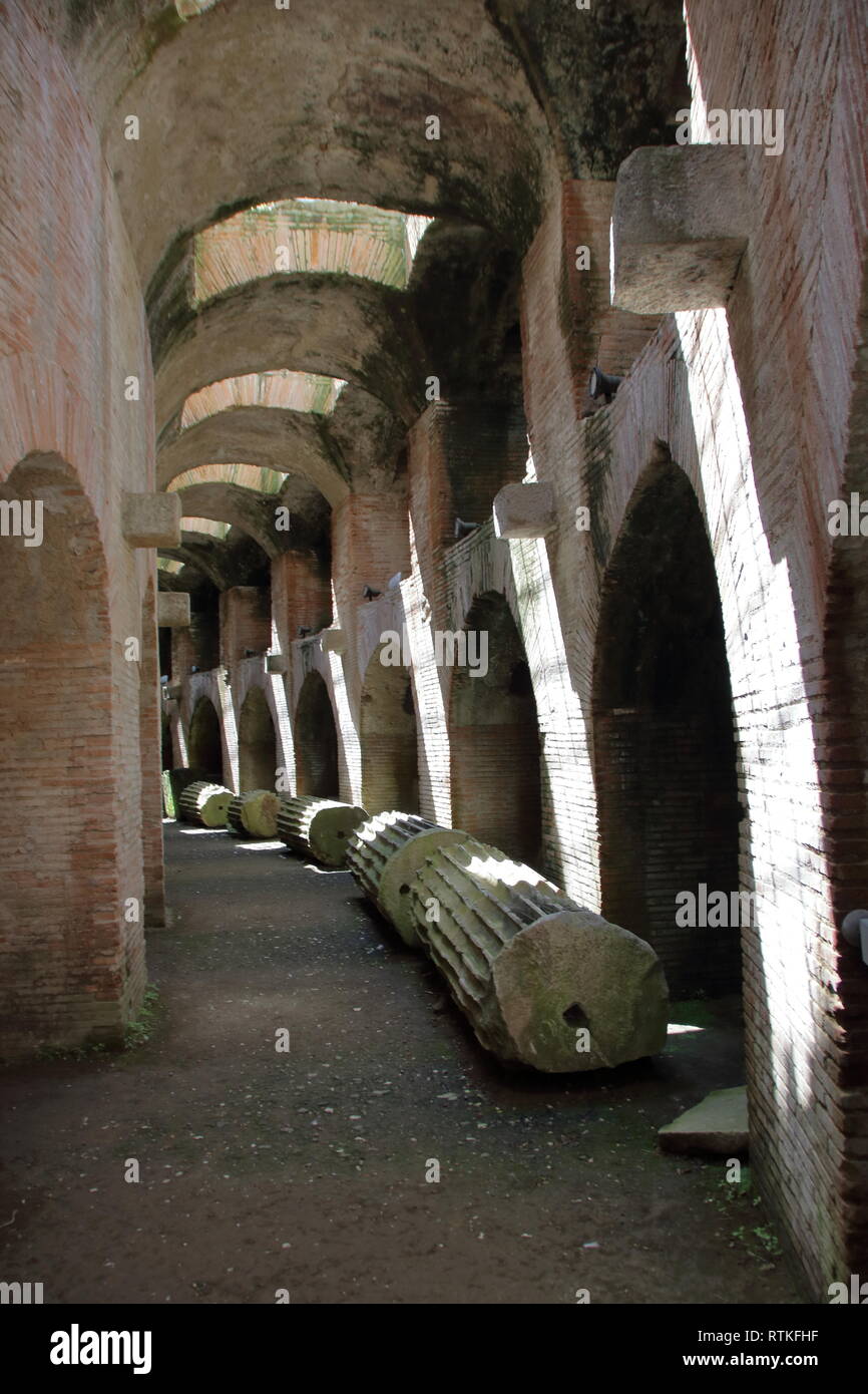 Underground of the Flavian Amphitheater in Pozzuoli, , the third ...