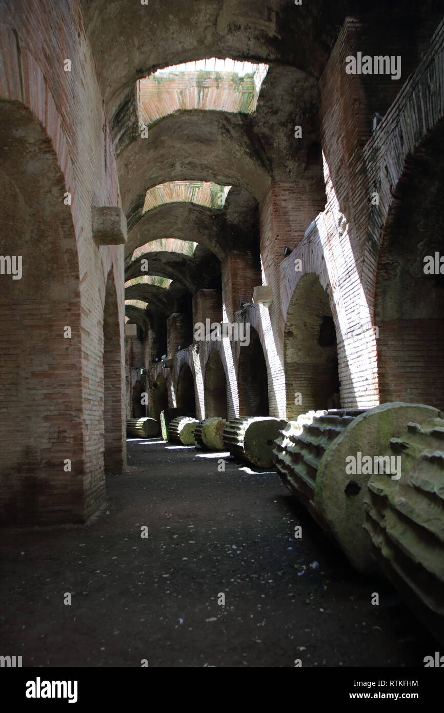 Underground of the Flavian Amphitheater in Pozzuoli, , the third ...
