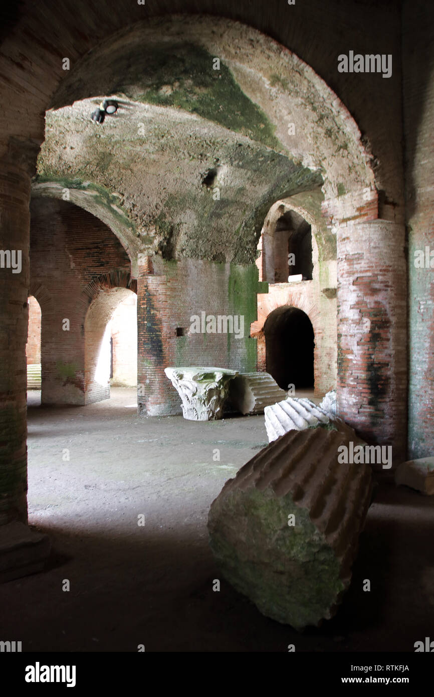 Underground of the Flavian Amphitheater in Pozzuoli, , the third ...