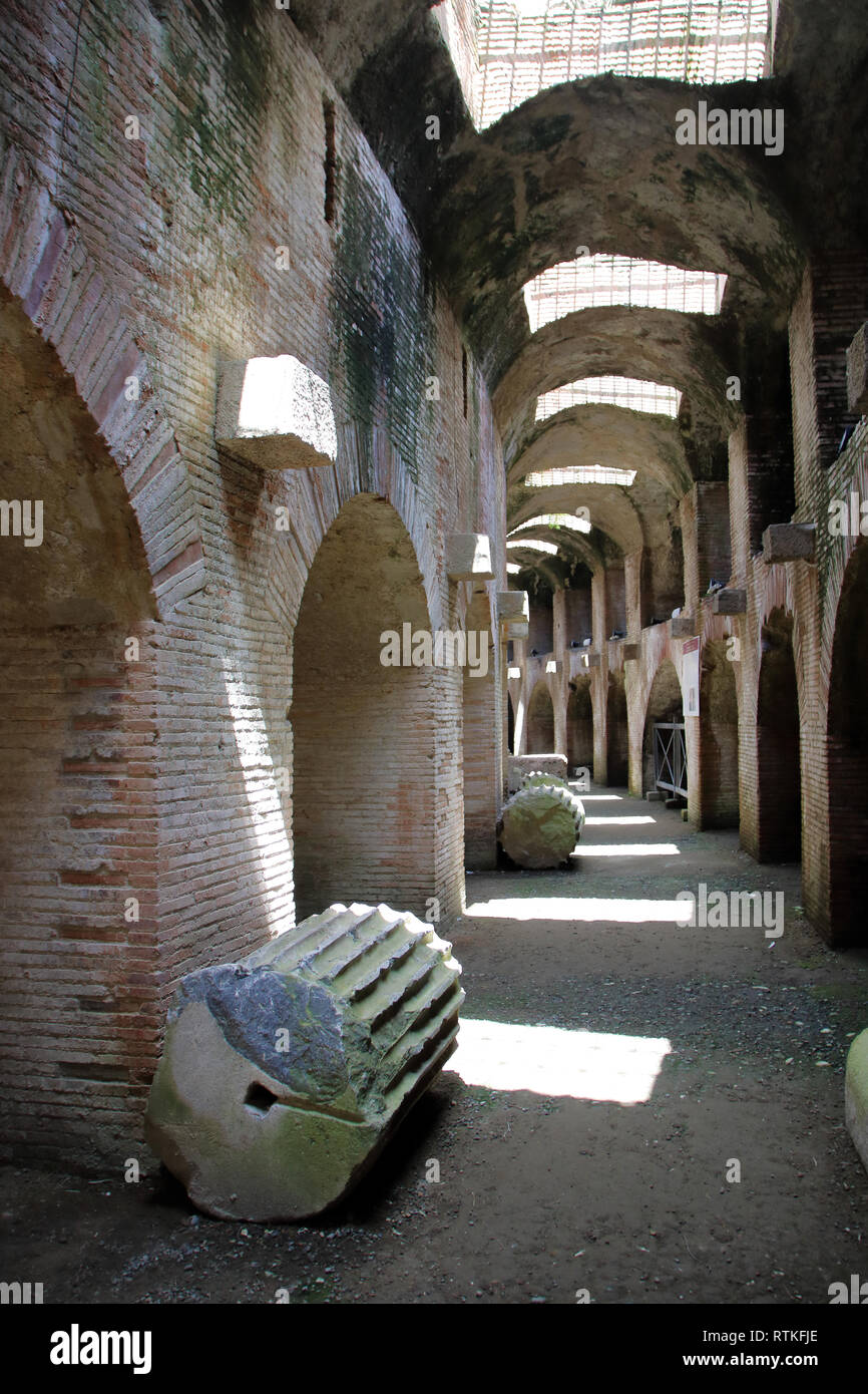 Underground of the Flavian Amphitheater in Pozzuoli, , the third ...
