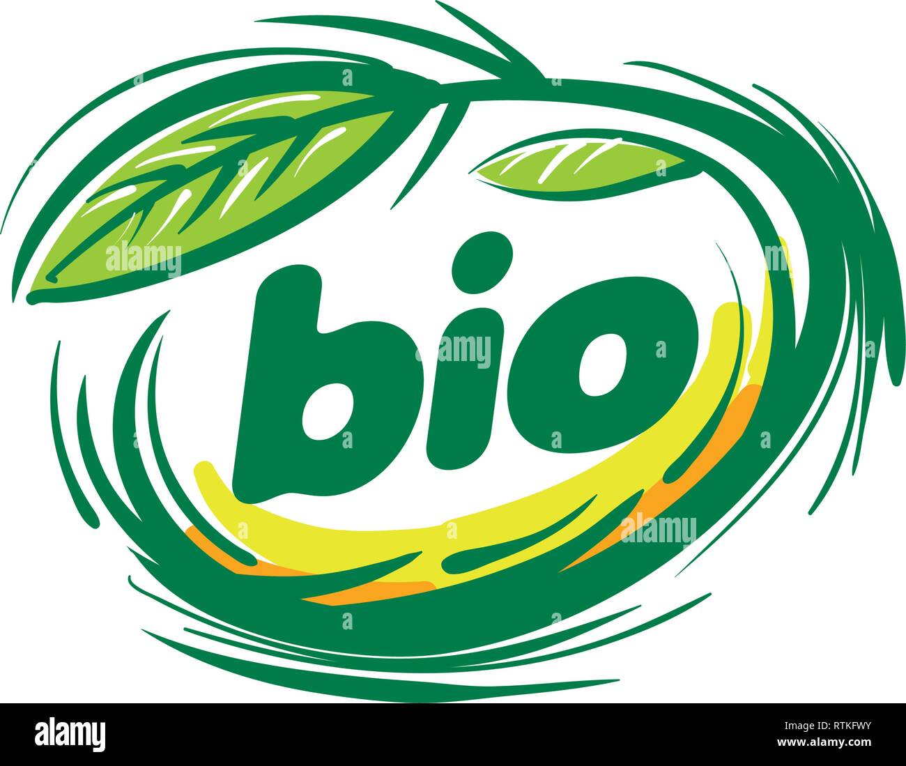 Bio sign in the form of leaves and grass. Vector illustration on white ...