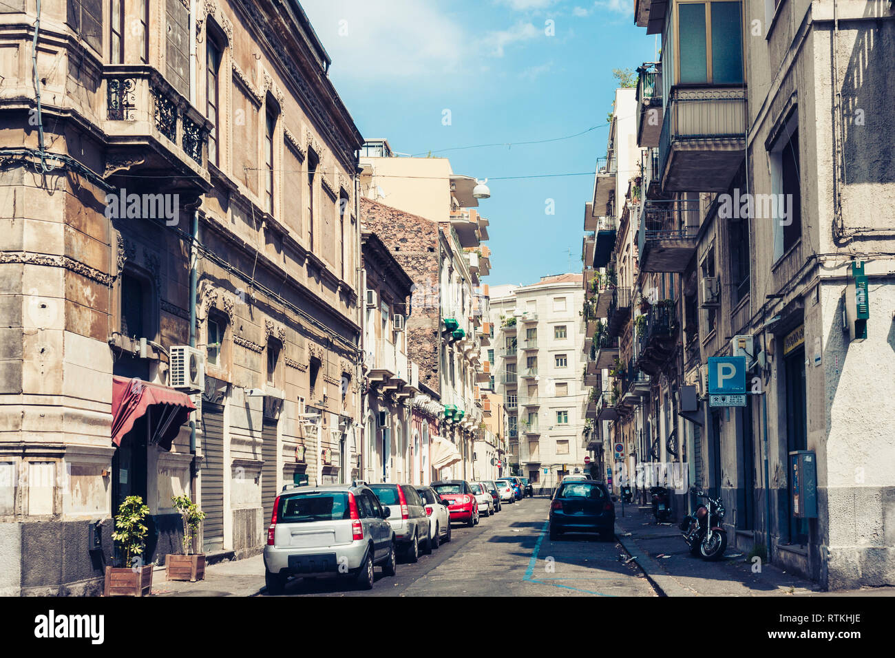 Beautiful cityscape of Italy, historical street of Catania, Sicily ...