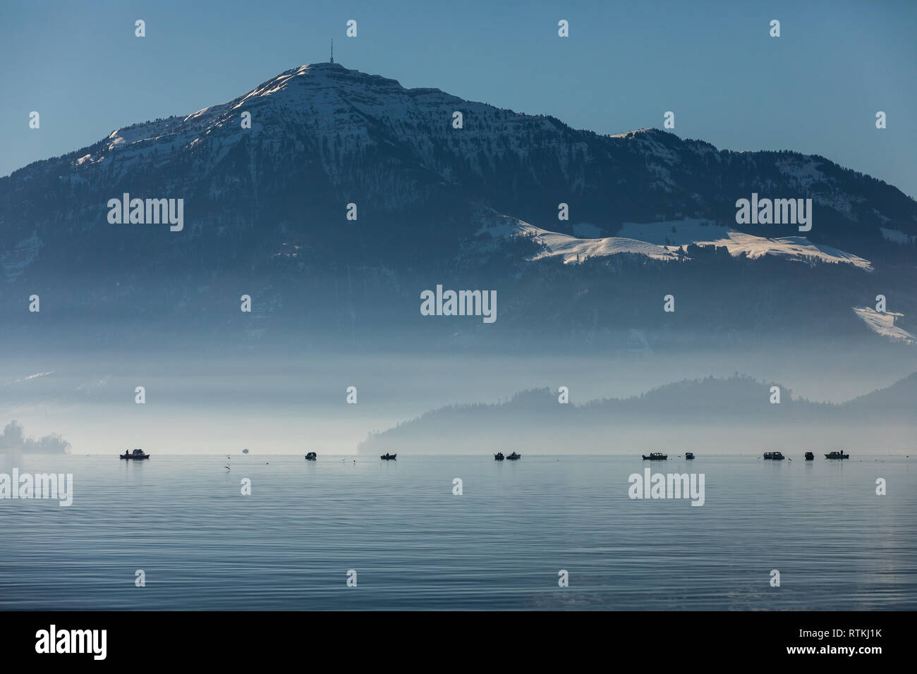 Mount Rigi seen from Zug with over the Zugersee, Switzerland Stock ...