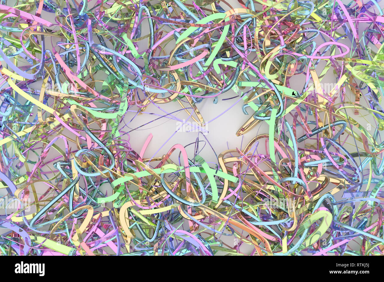 CGI composition, messy strings virtual backdrop, for design texture or ...