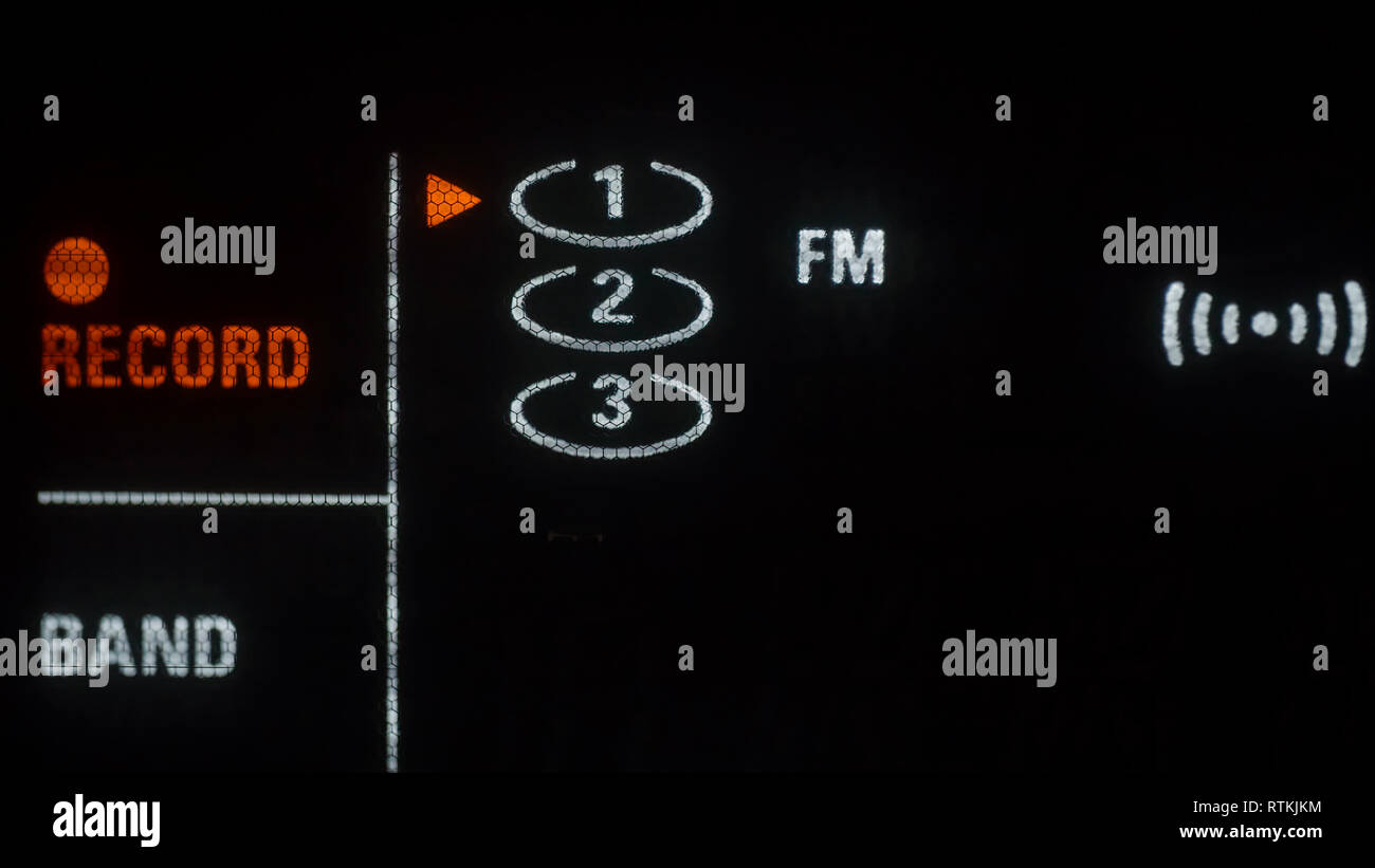 The radio on a FM and stereo mode. With the stereo mode blinking Stock ...