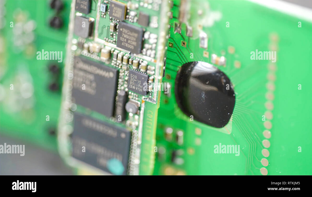 Close up look of the micro chips of the USB and the battery Stock Photo ...