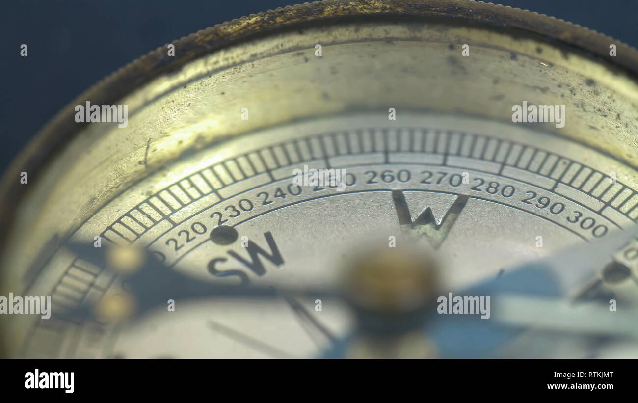 The arrow of the compass on the N direction moving towards NW Stock ...