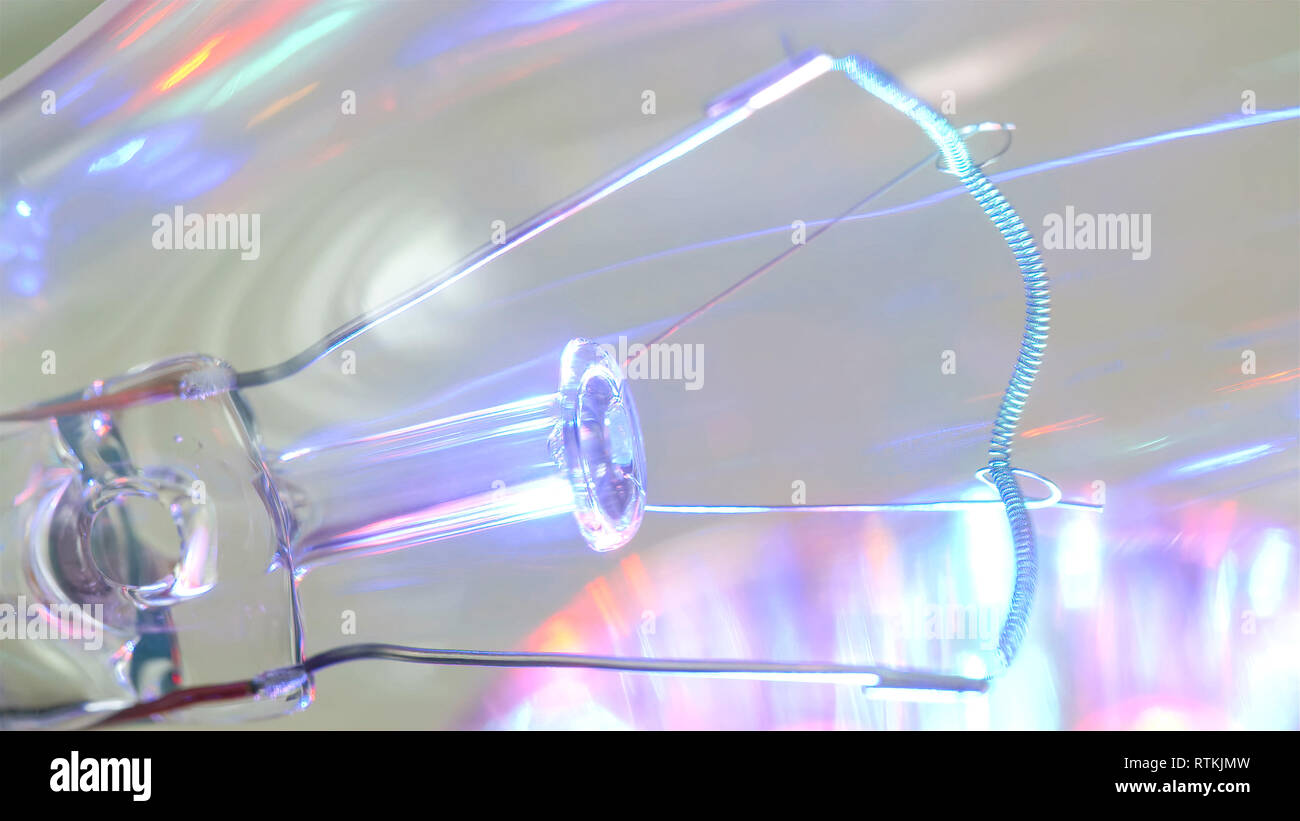 Inside look of the bulb wires and the light is turned on Stock Photo ...