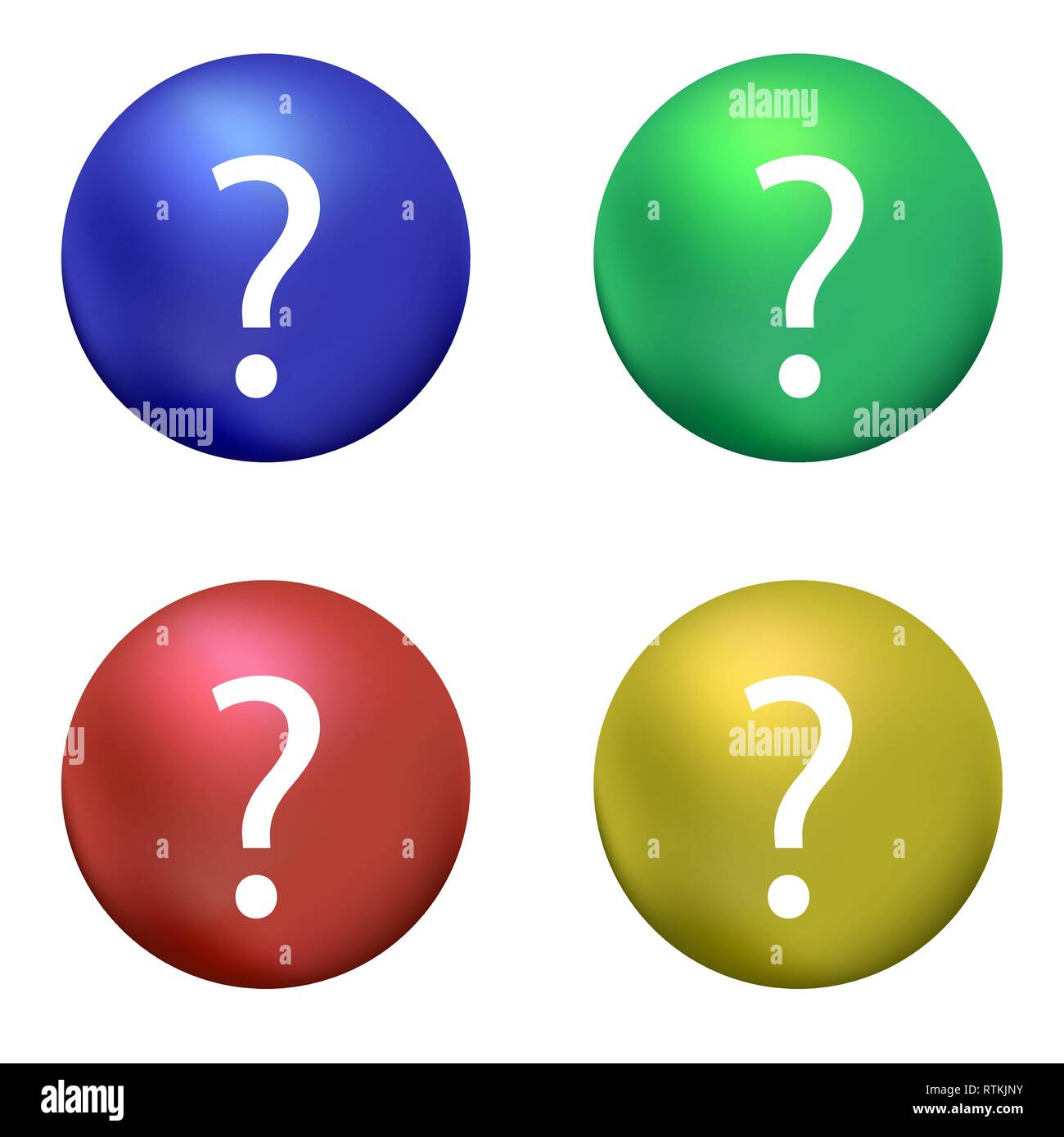 Question Mark with Blue Red Green Yellow Ball on White Background Stock ...