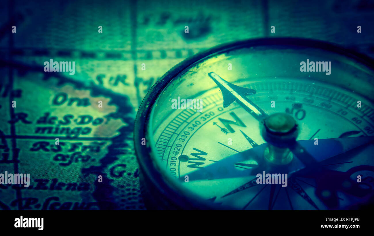 Close up view of the compass on a blue vision light Stock Photo - Alamy