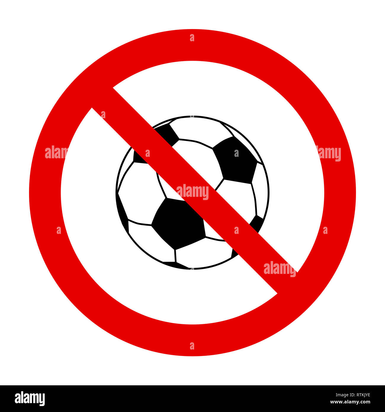 Soccer ball and prohibition sign Stock Photo - Alamy