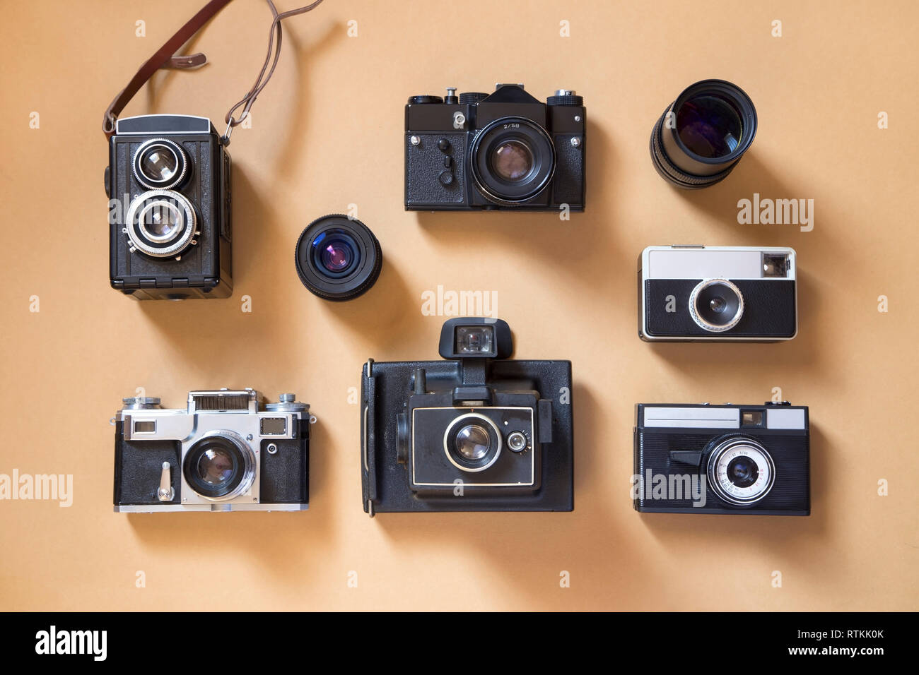 Set of the old cameras and photography equipment Stock Photo - Alamy