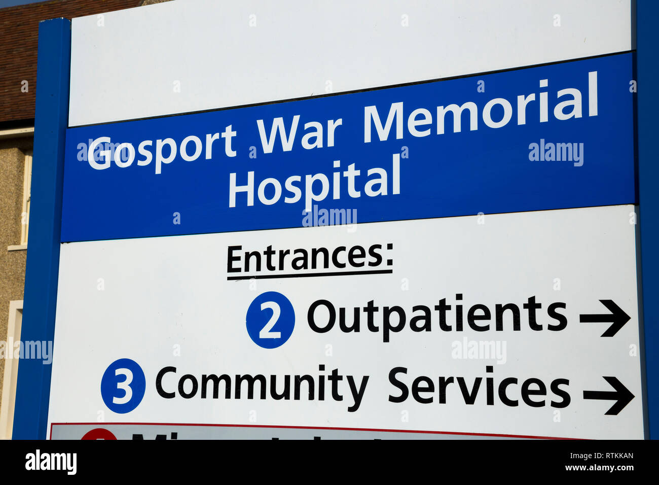 Front facade and entrance of the Gosport War Memorial Hospital ...
