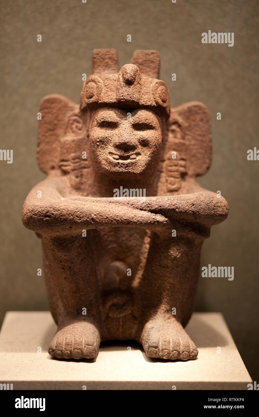 Aztec seated man sculpture as displayed in the National Anthropology ...