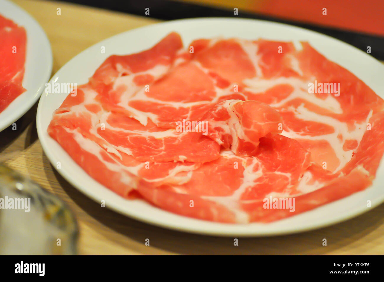 raw pork or sliced beef, sliced pork Stock Photo - Alamy