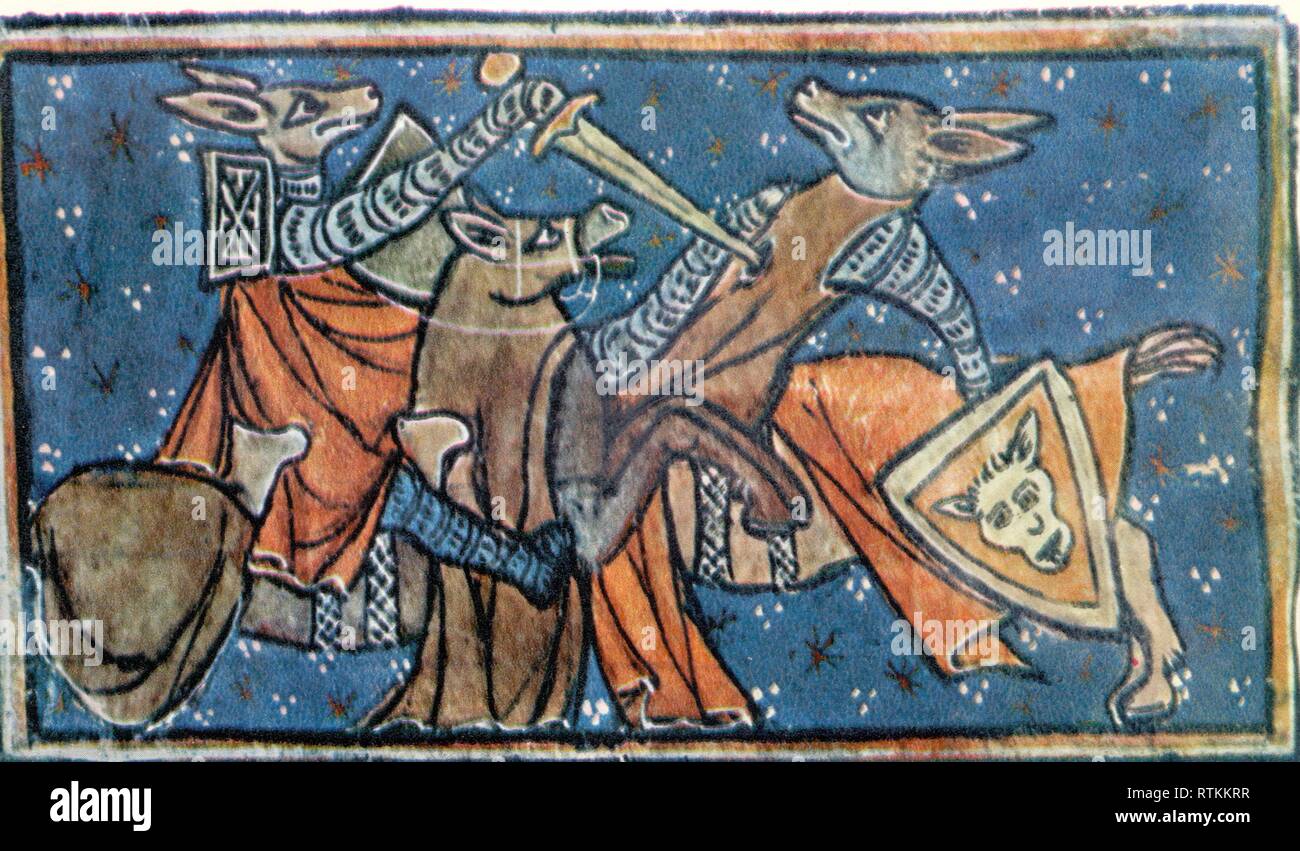 le roman de renard.sire Renard navre Ysengrin Stock Photo - Alamy