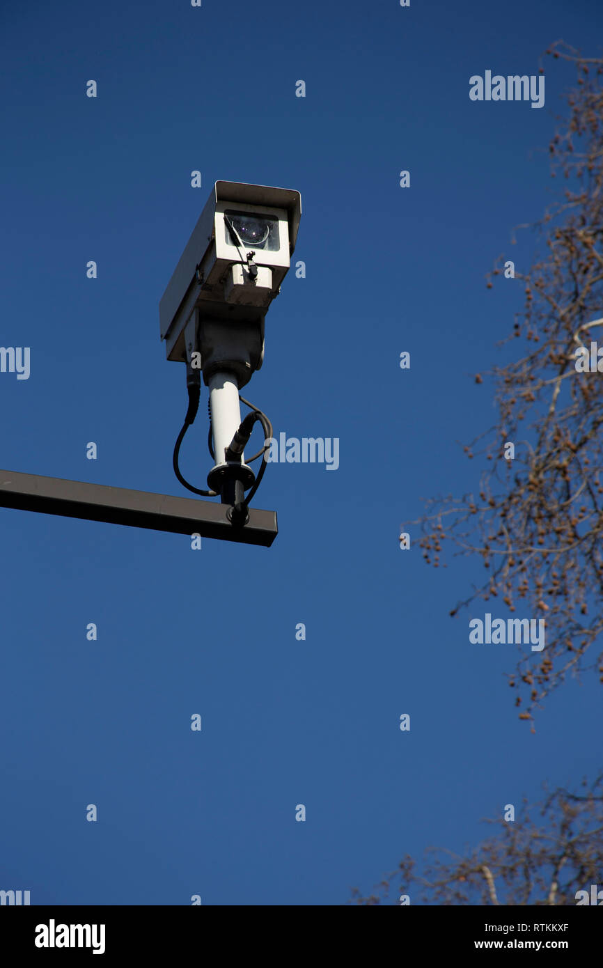 Traffic speed camera against a clear blue sky Stock Photo - Alamy