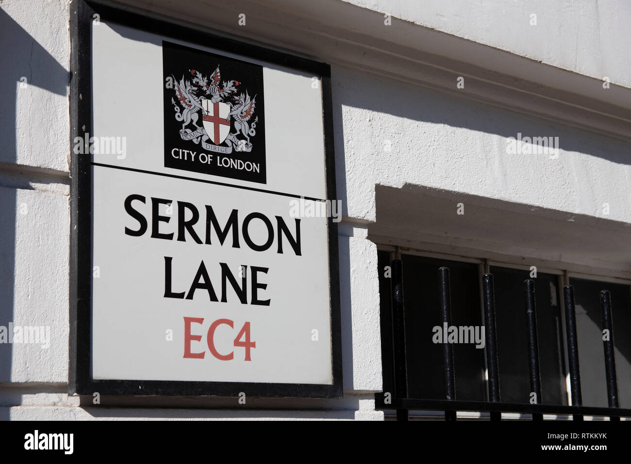 Sermon Lane, EC4. London Street sign Stock Photo - Alamy