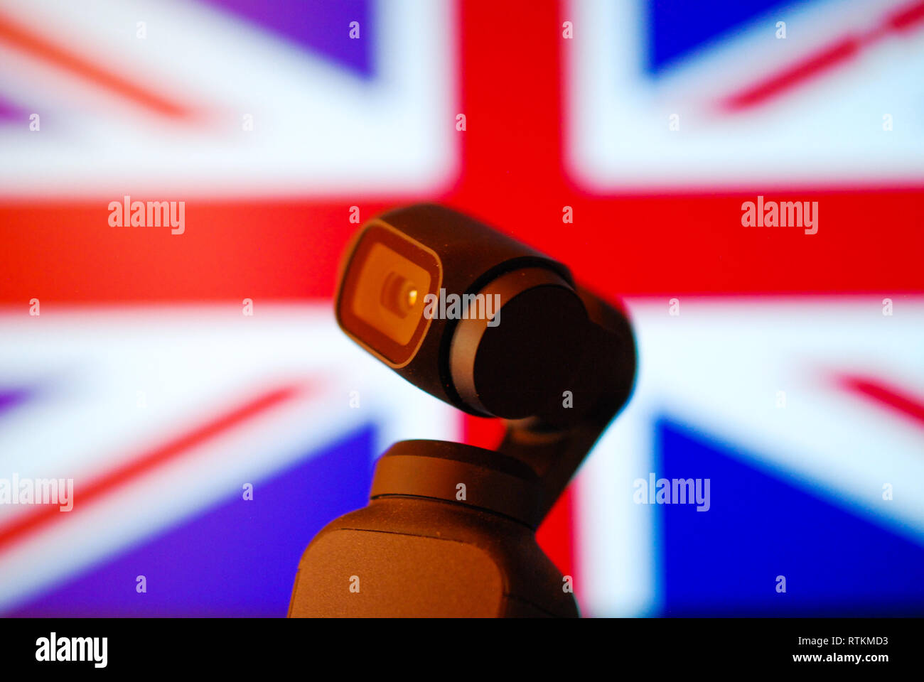 New DJI Osmo Pocket video camera , flag on background Stock Photo - Alamy