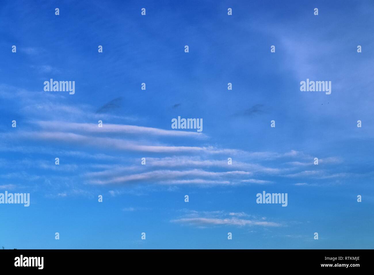 Aircraft contrails in the blue sky taken in northern germany Stock ...