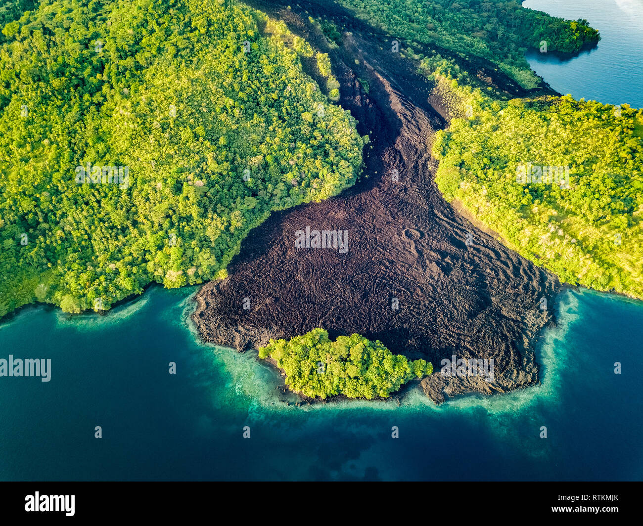 Banda Api, an active volcanic island with fresh lava rocks, Banda ...