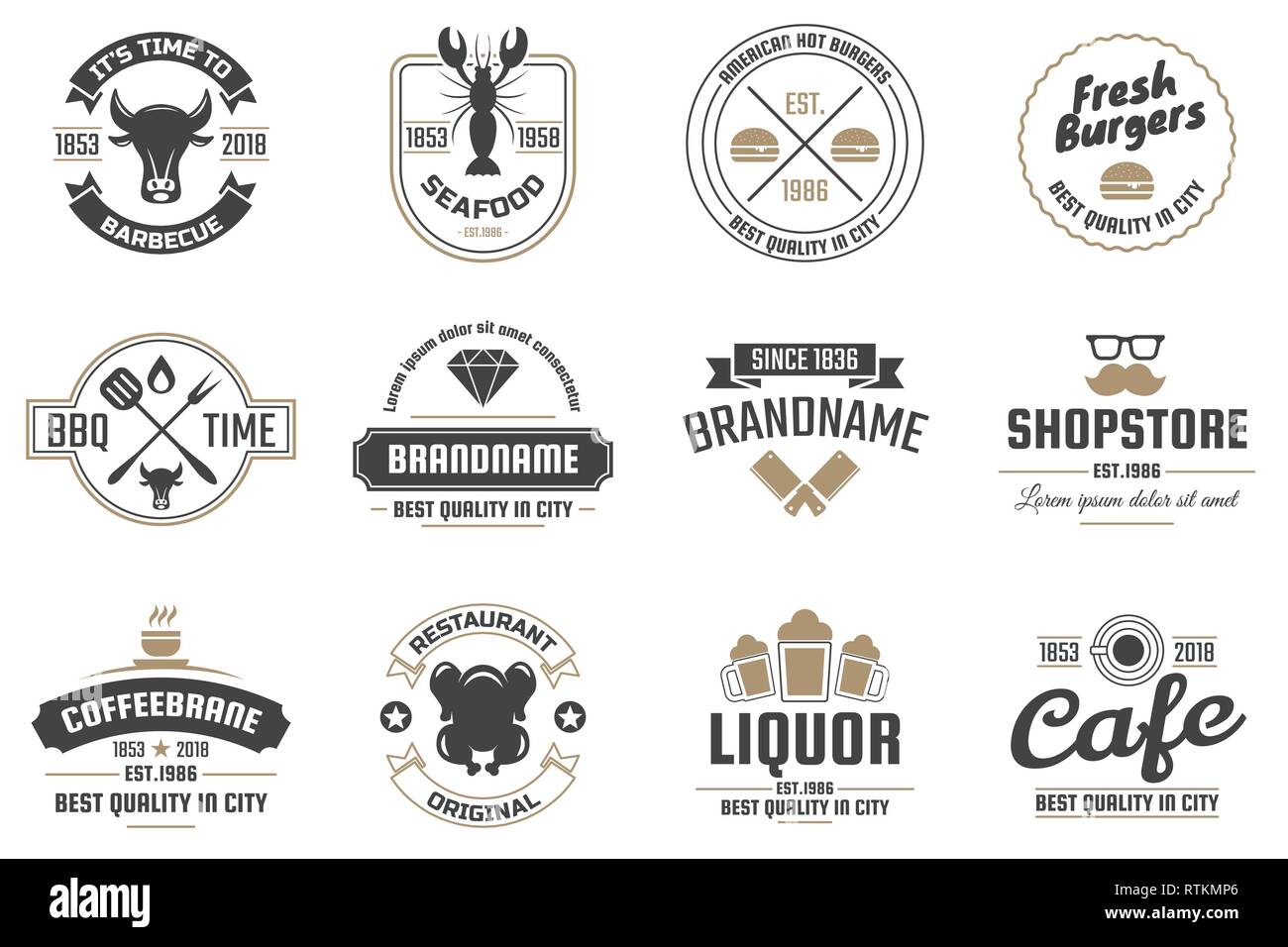 Restaurant Retro Vector Logo for banner, poster, flyer Stock Vector ...