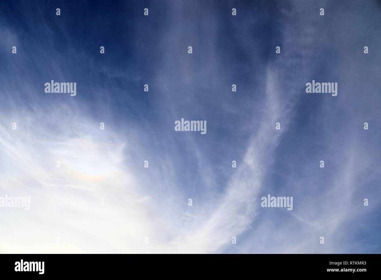 Aircraft contrails in the blue sky taken in northern germany Stock ...