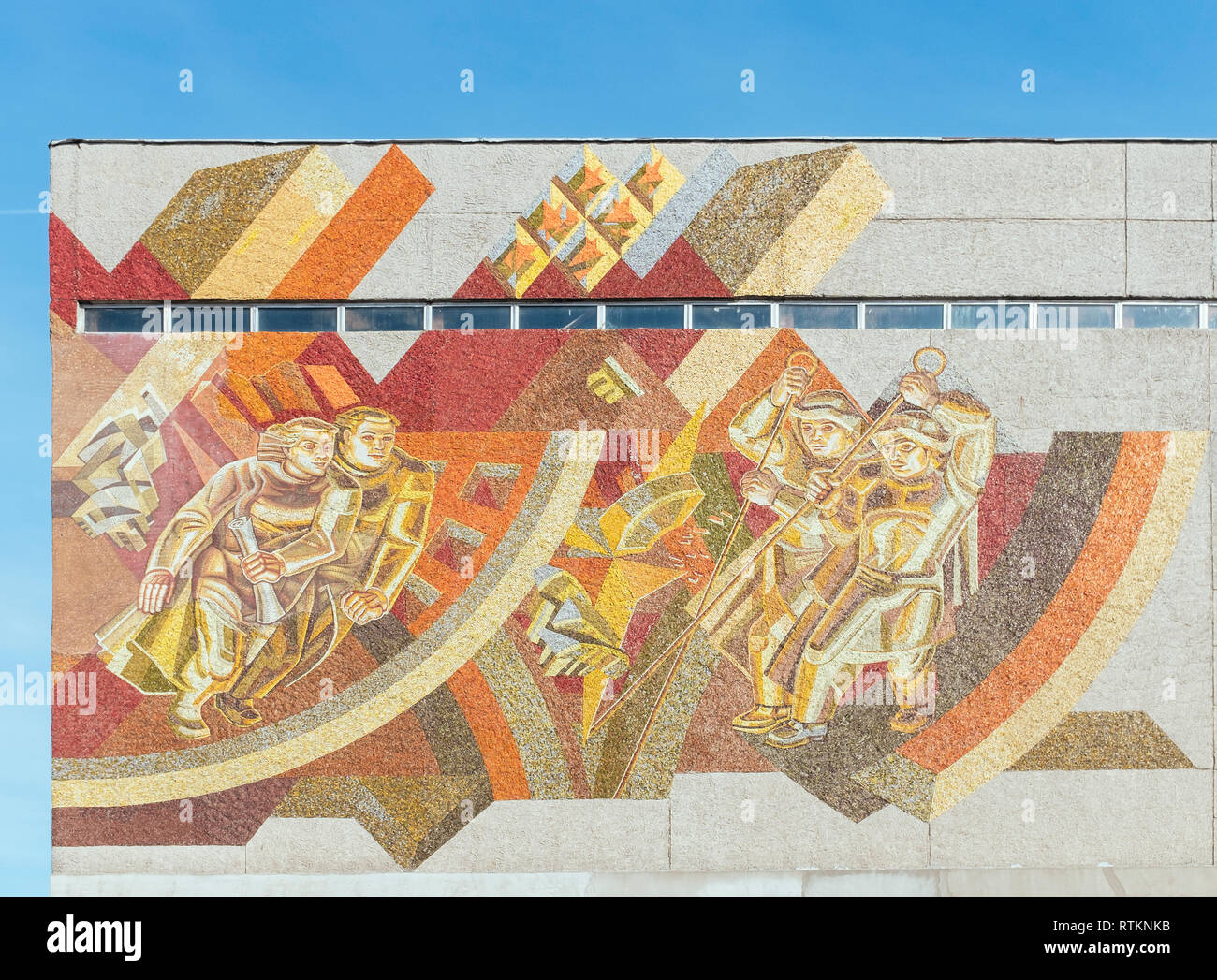 Soviet era monumental art depicting cosmonauts in Grodno, Belarus Stock ...