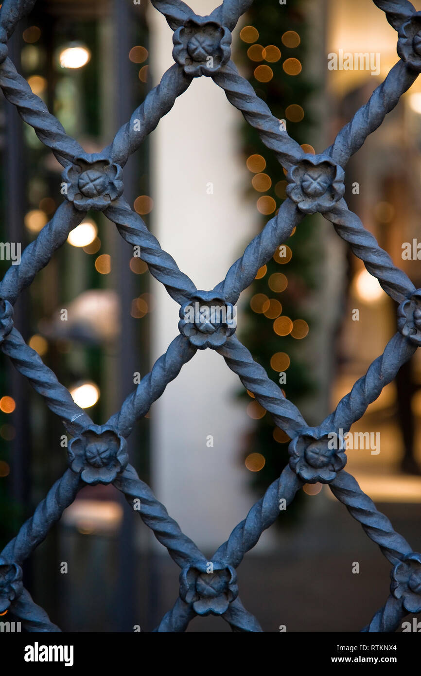Old wrought iron gate with floral decorations (Tuscany - Italy Stock ...