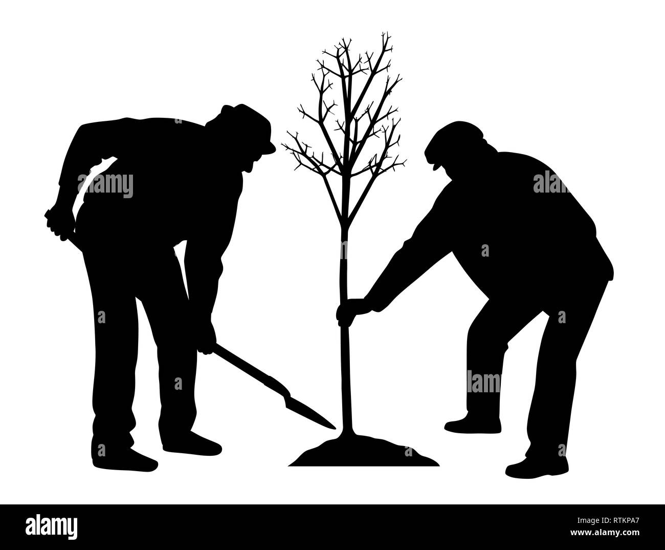 Planting a tree Black and White Stock Photos & Images - Alamy