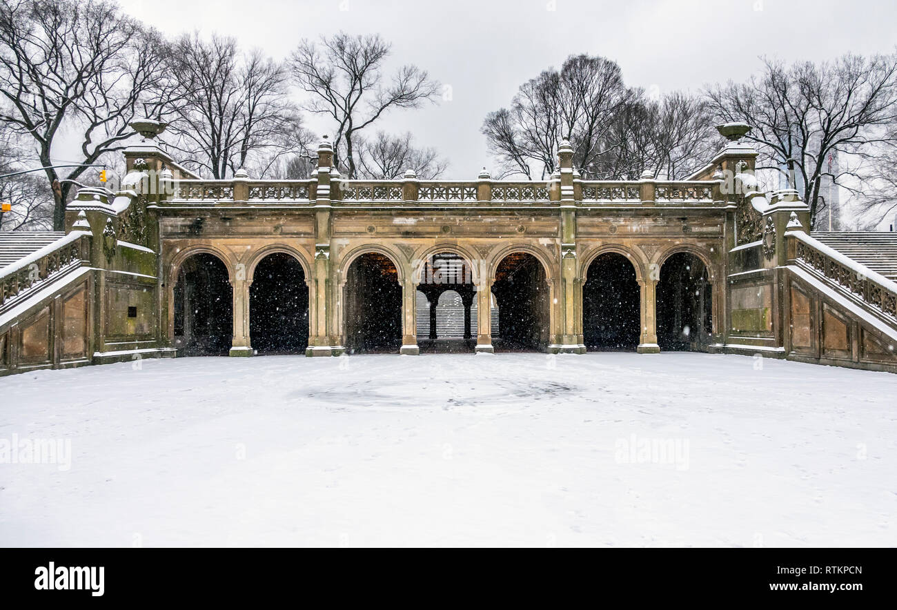 Central Park New York City during snow storm Stock Photo - Alamy