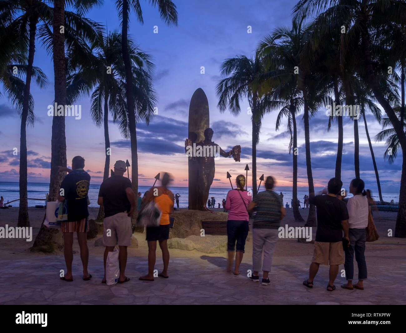 Duke Kahanamoku Statue on Waikiki Beach on August 8, 2016 in Honolulu ...