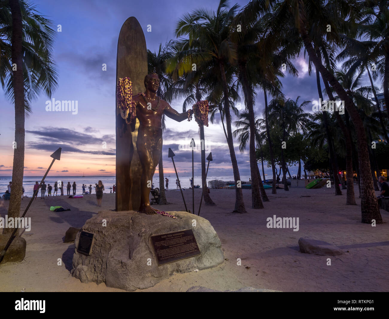 Duke Kahanamoku Statue on Waikiki Beach on August 8, 2016 in Honolulu ...