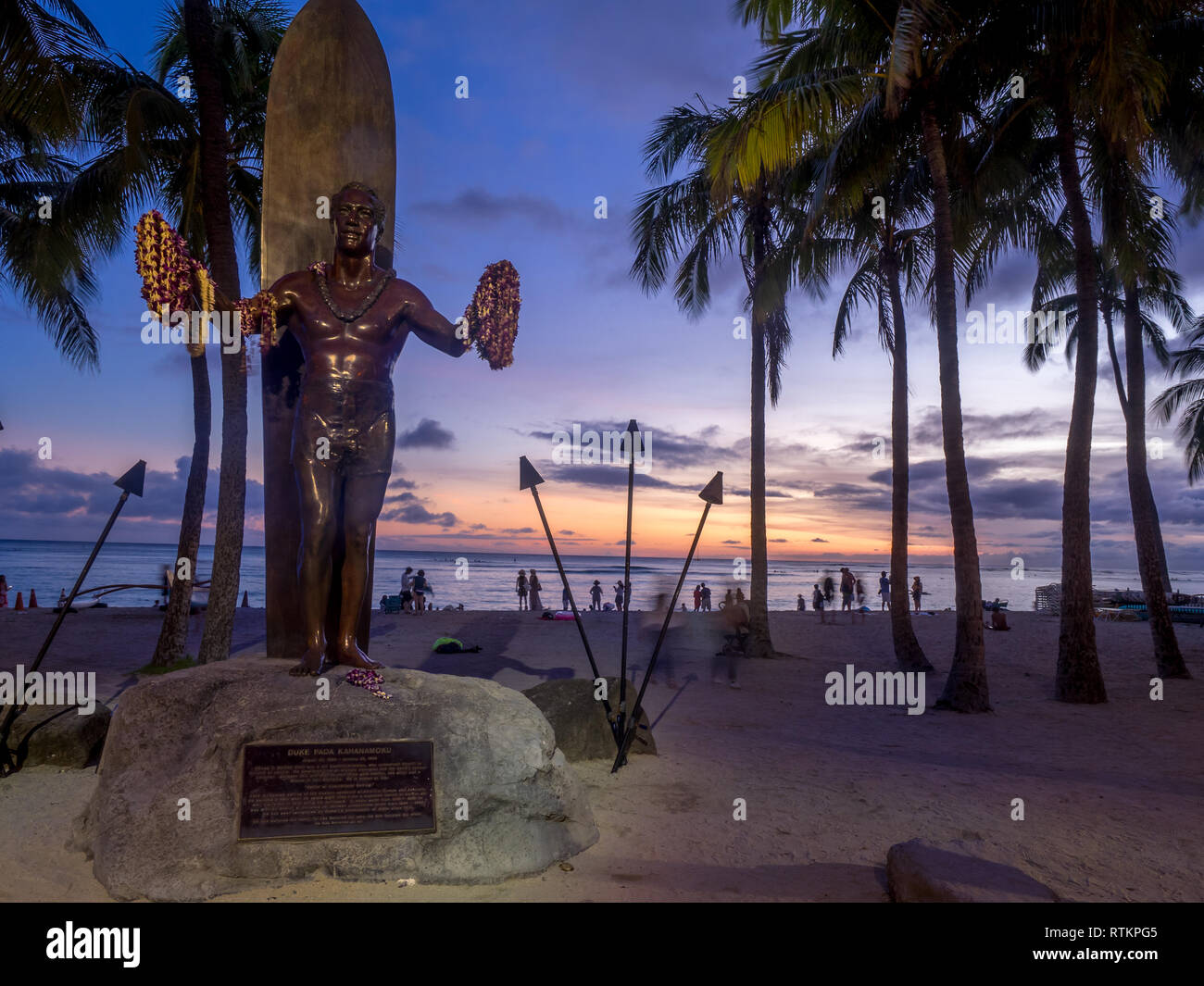 Duke Kahanamoku Statue on Waikiki Beach on August 8, 2016 in Honolulu ...