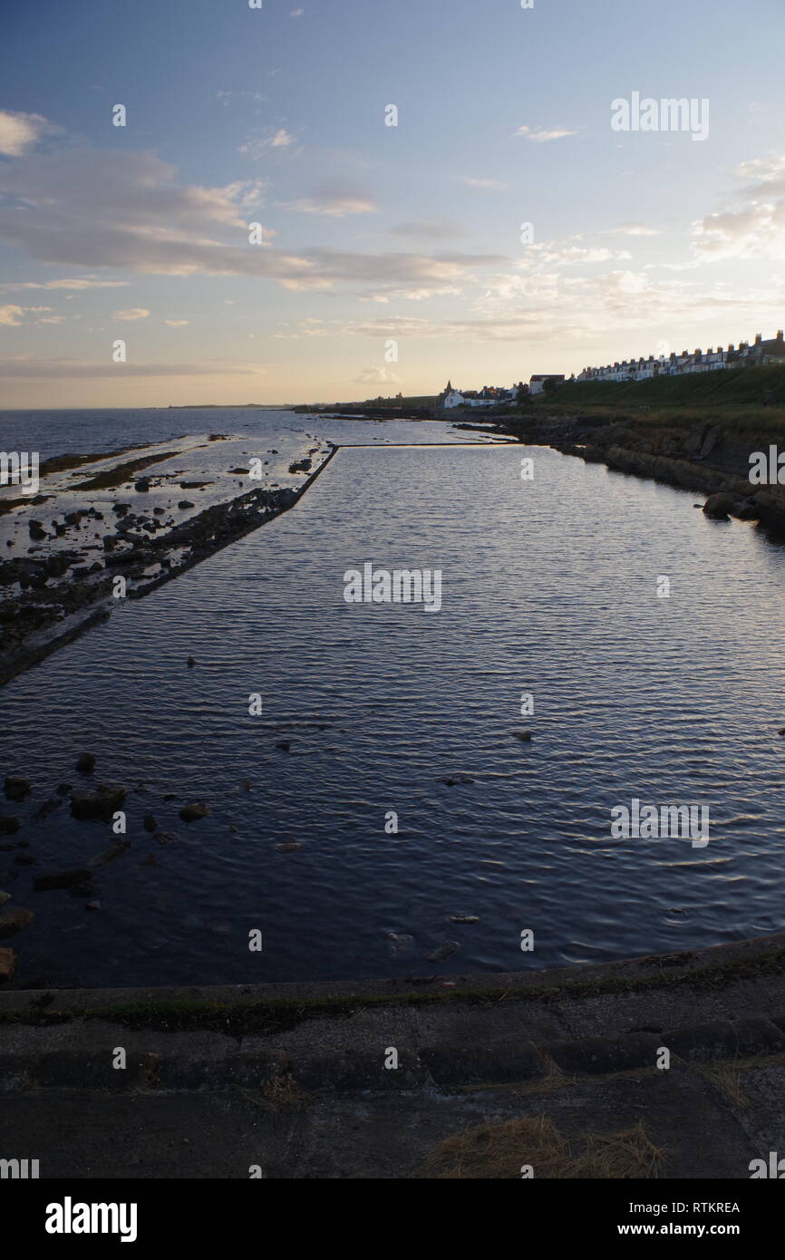 St Monans Tidal Swimming Pool at Nightfall on a Calm Summer's Evening ...