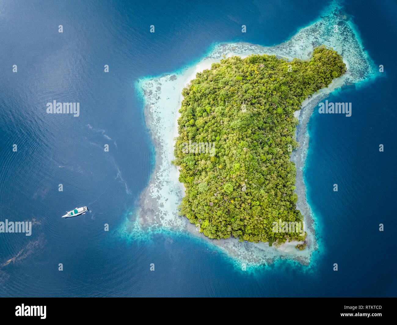 aerial view of tropical islands, West Waigeo, Raja Ampat Islands, West ...