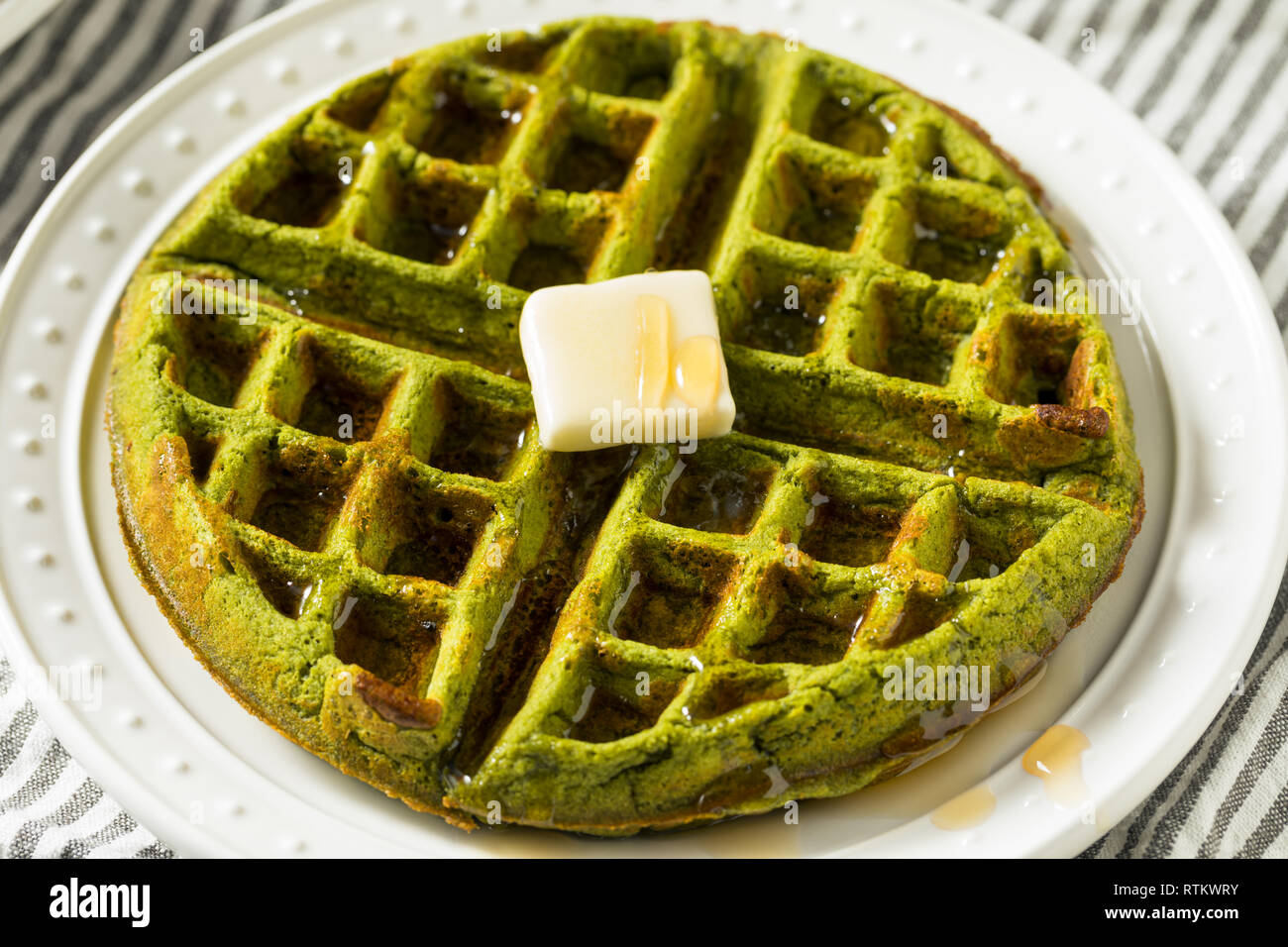 Homemade Green Tea Matcha Waffles Ready to Eat Stock Photo - Alamy