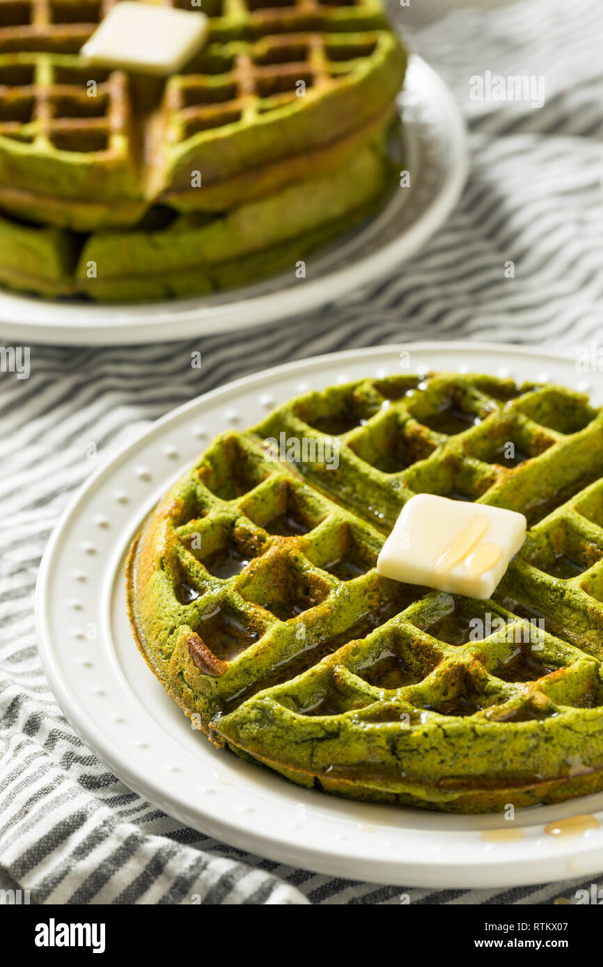 Homemade Green Tea Matcha Waffles Ready to Eat Stock Photo - Alamy