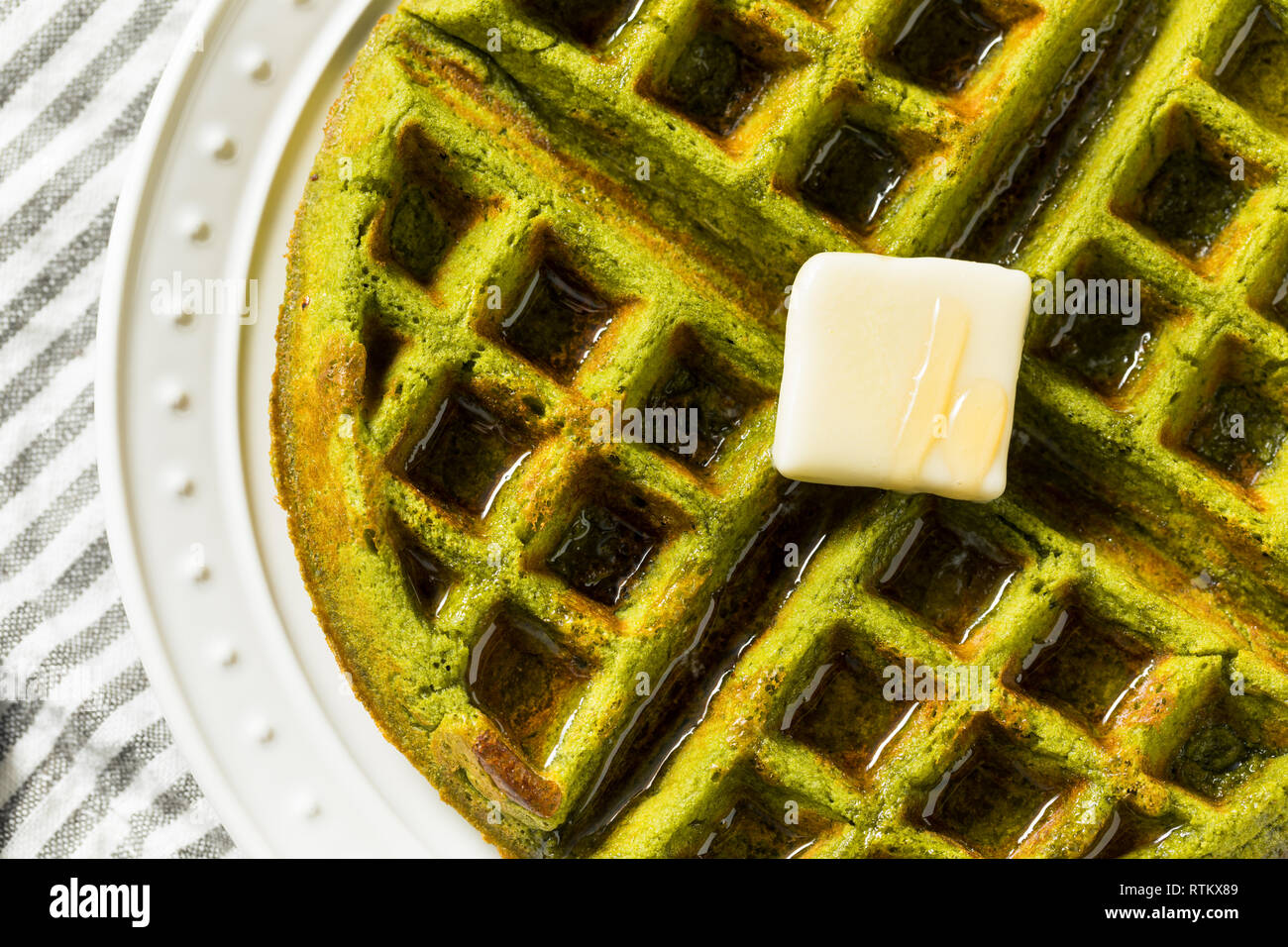 Homemade Green Tea Matcha Waffles Ready to Eat Stock Photo - Alamy