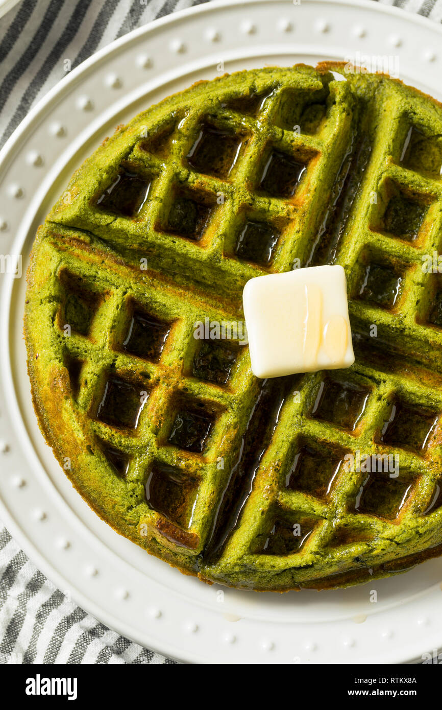Homemade Green Tea Matcha Waffles Ready to Eat Stock Photo - Alamy