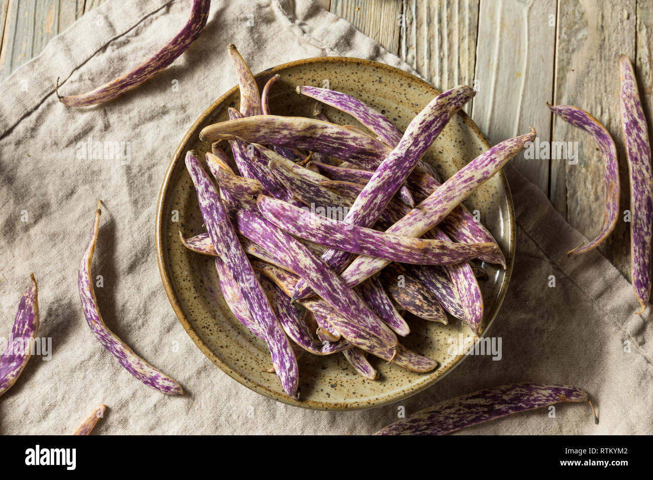 Organic Purple Dragon Tongue Beans Ready to Cook Stock Photo - Alamy