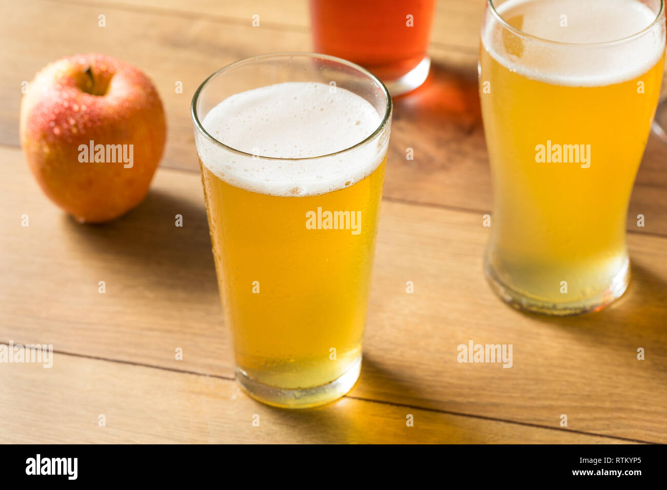 Assorted Alcoholic Hard Cider Flight in Pint Glasses Stock Photo - Alamy