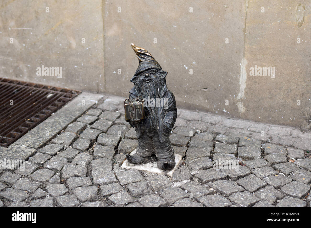 Poland, Wroclaw - April 2018: Wroclaw Dwarfs - Dwarf with gift ...