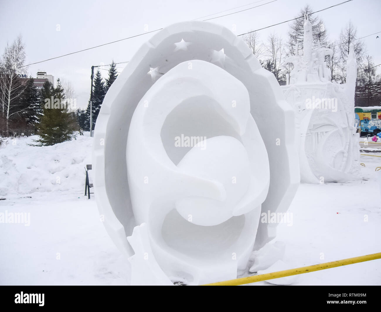 Moscow, Russia - January 20, 2016: Snow sculptures in Gorky Park in ...