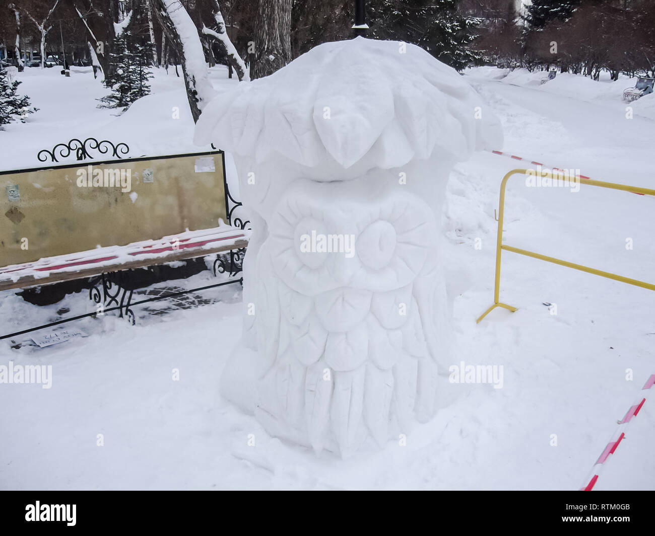 Moscow, Russia - January 20, 2016: Snow sculptures in Gorky Park in ...