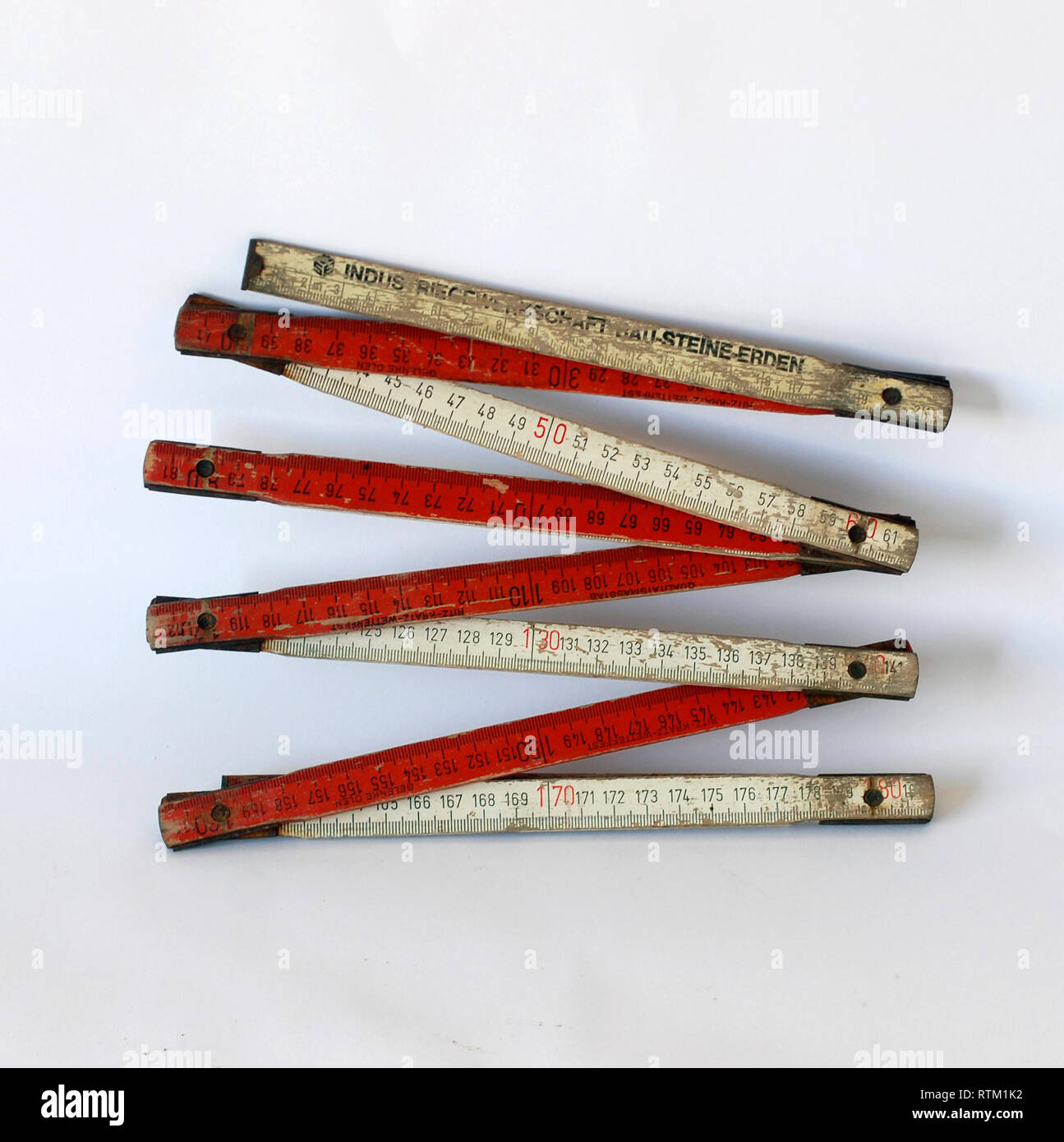 vintage wooden meter, red and white Stock Photo - Alamy