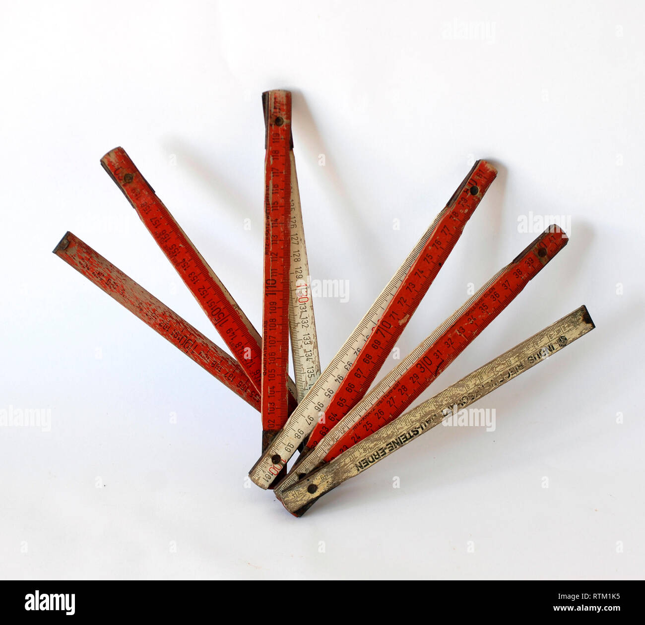 vintage wooden meter, red and white Stock Photo - Alamy